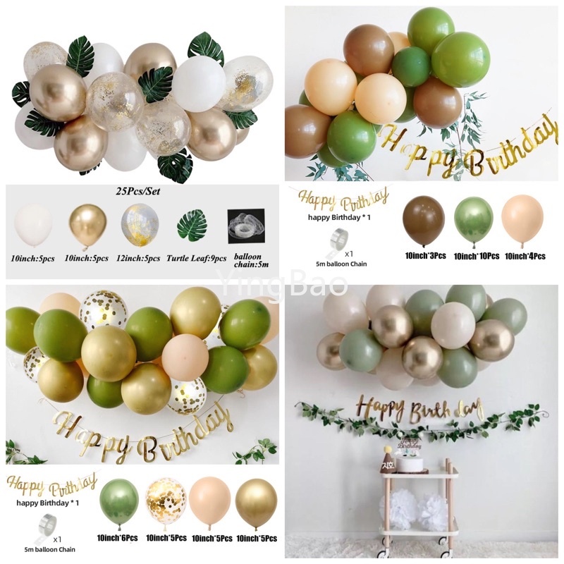 Ins Style Retro Green Balloon Happy Birthday Anniversary ...