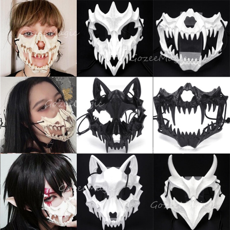 Halloween Ghost Mask Demon Samurai Dragon Bone Yasha Tengu Tiger Skull ...