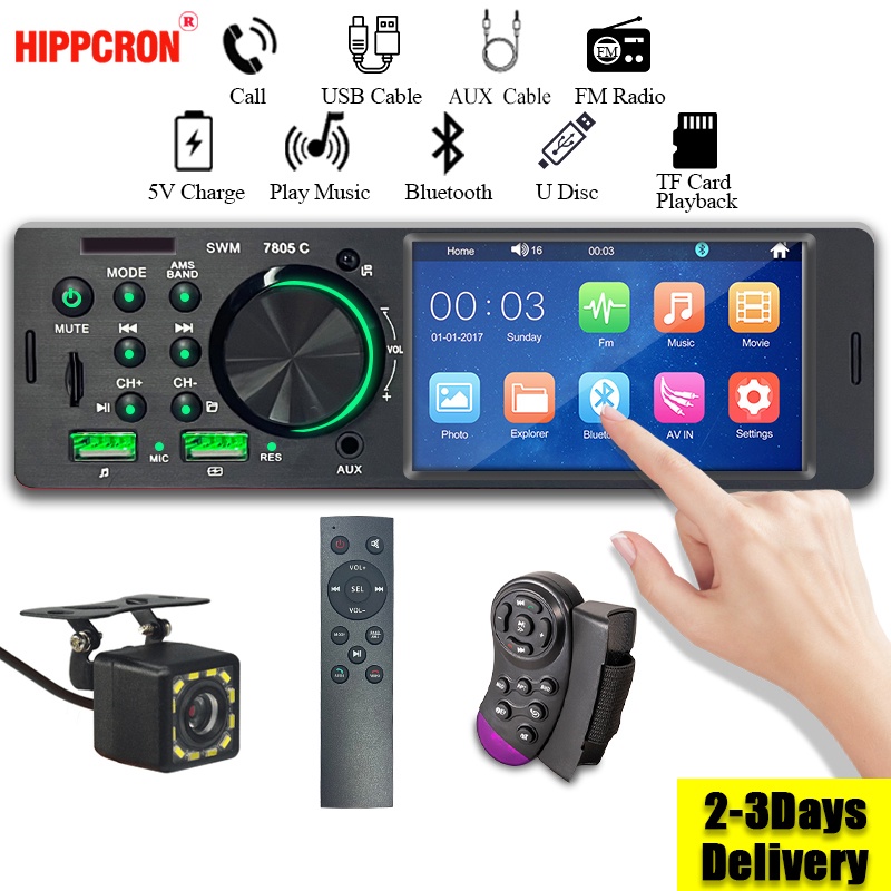 Car Radio 1 Din 4.1” Touch Screen Bluetooth MP5 AUX/USB Fast Charging ...