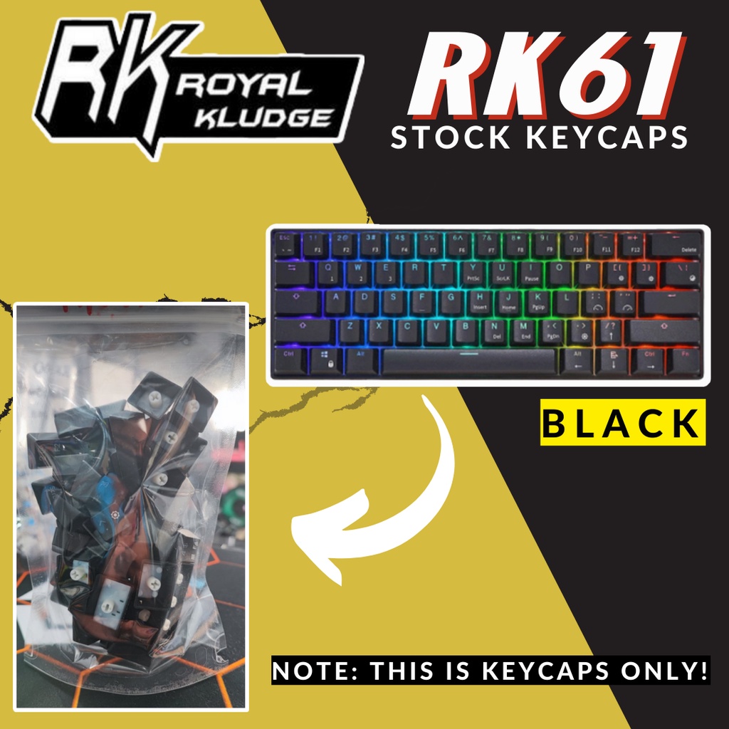 RK Stock Keycaps Royal Kludge rk68+ RK98 RK61 RKG68 RK84 RK100 Black ...