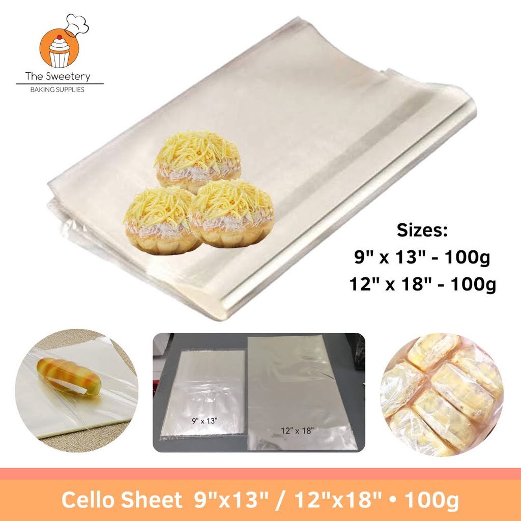 Cello Sheet 9"x13" / 12"x18" (100g/pack) Plastic Food / Bread Wrap ...