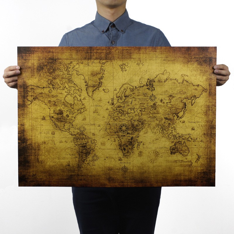 Poster World Map Retro Bar coffee Shop Wall Decor | Shopee Philippines