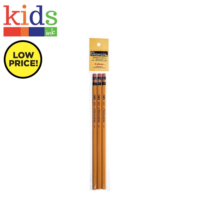 Mongol Pencil With Eraser No.2 3's - Kids Ink | Shopee Philippines