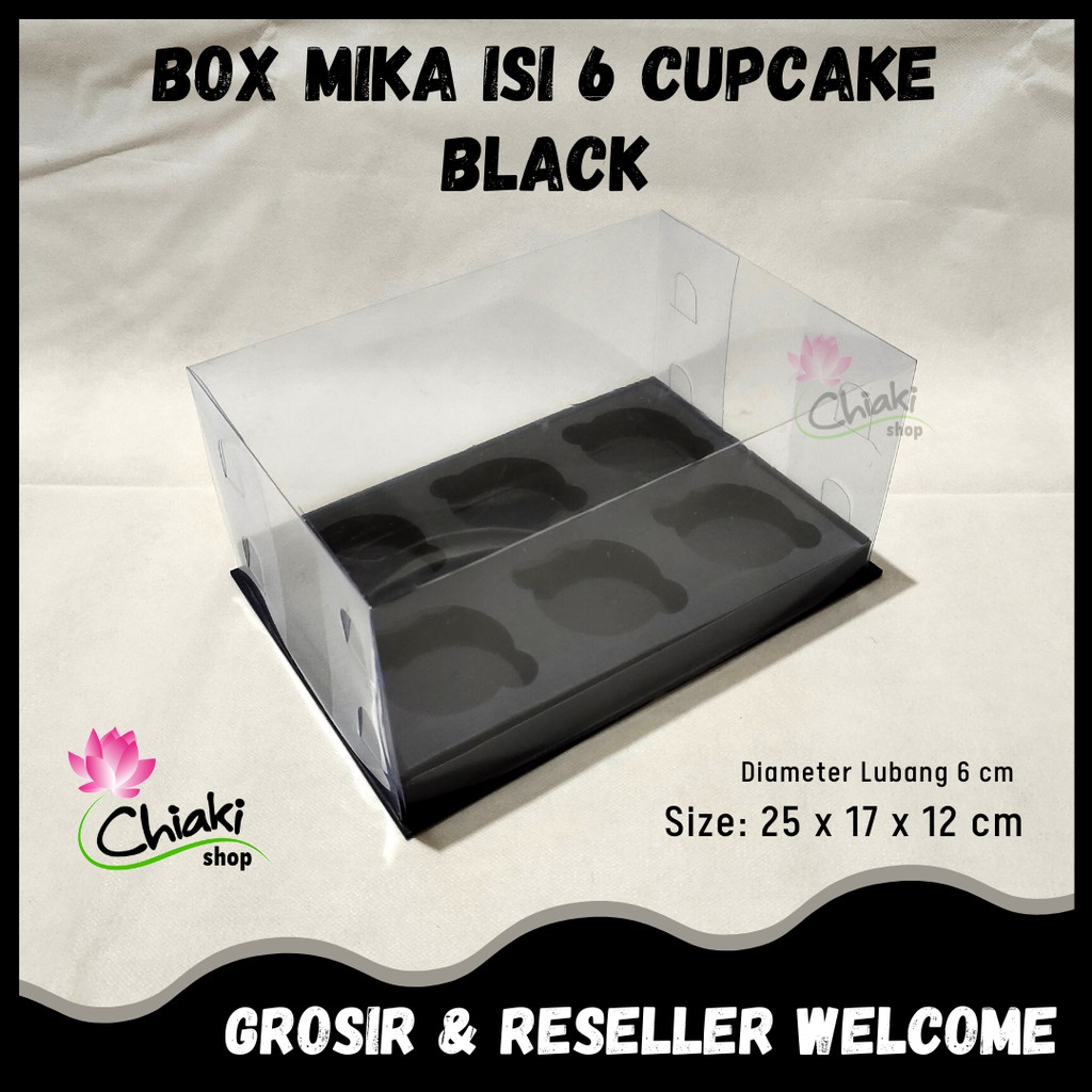 HITAM Cupcake Box contains 6 BLACK 25 x 17 x 12 BLACK Mica Boxes ...