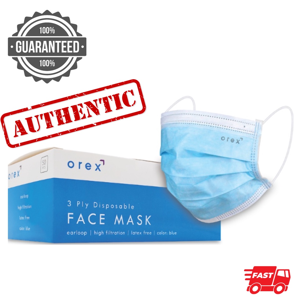 OREX 3 Ply Disposable Face Mask - 1 box (50pcs) | Shopee Philippines