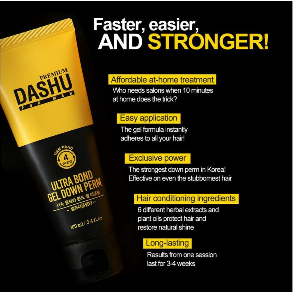 [DASHU] For Men Premium Ultra Bond Gel Down Perm 100ml (Self Perm Kit ...