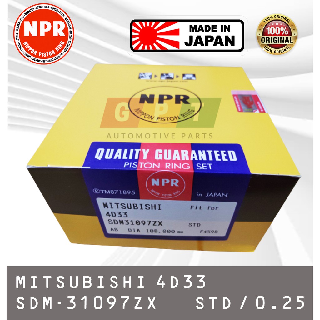NPR Piston Ring for MITSUBISHI FUSO 4D33 CANTER - Japan (SDM-31097 ZX ...