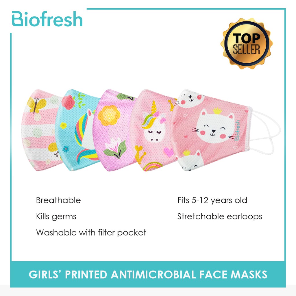 Biofresh RGSMASK Girl Children's Washable Anti-Microbial Face Masks 1 ...