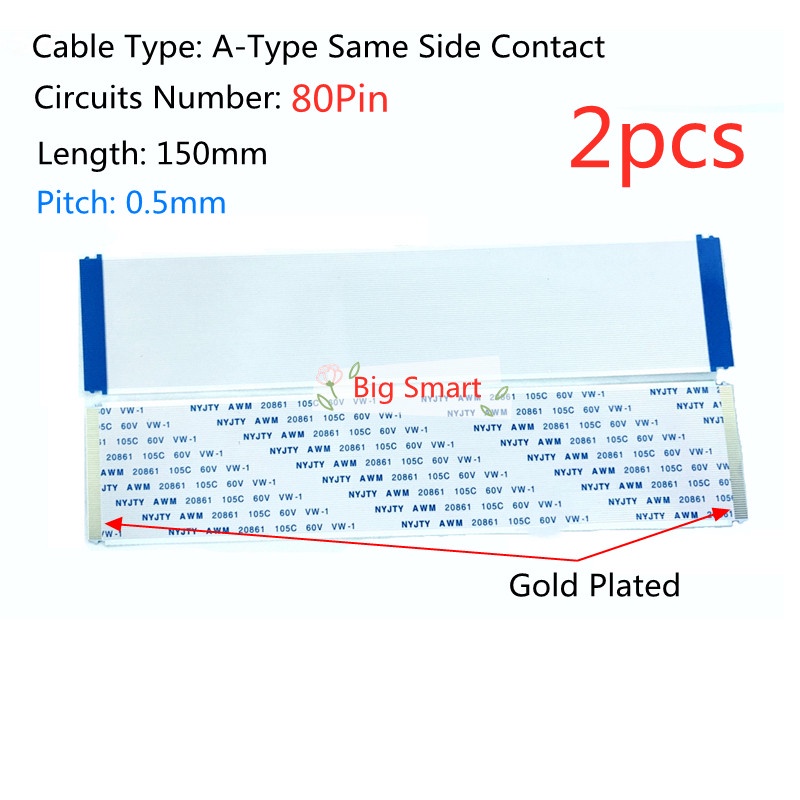 2pcs Flexible Flat Cable FFC FPC Cable Pitch 0.5mm A-type 50P 60P 80P ...