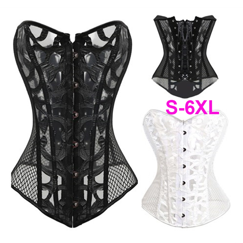 Beonlema Women Bustiers Mesh Hollow Out Steampunk Corset Belly Slimming ...