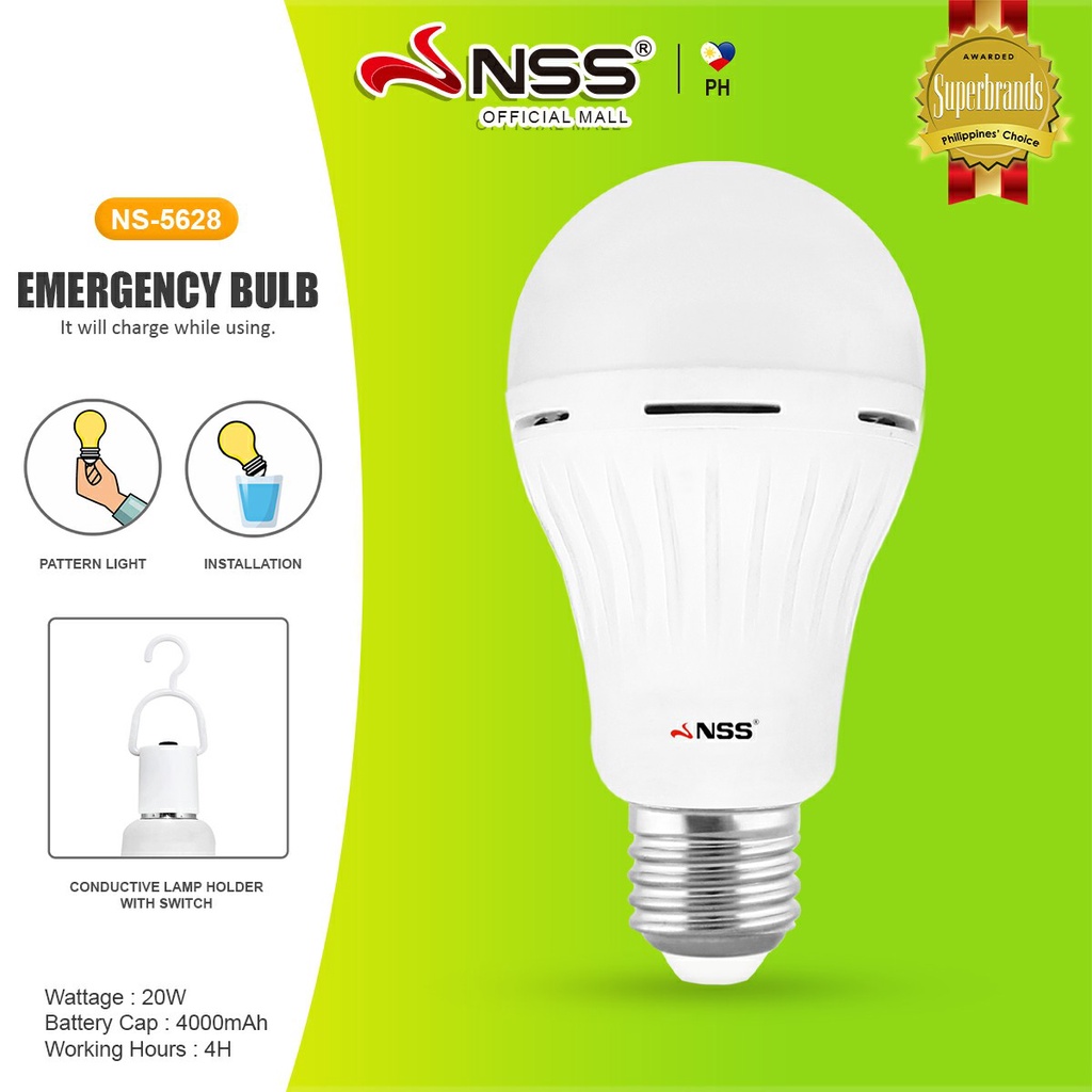 NSS Emergency Bulb LED 16/20/24 Watts Rechargeable Light Waterproof E27 ...