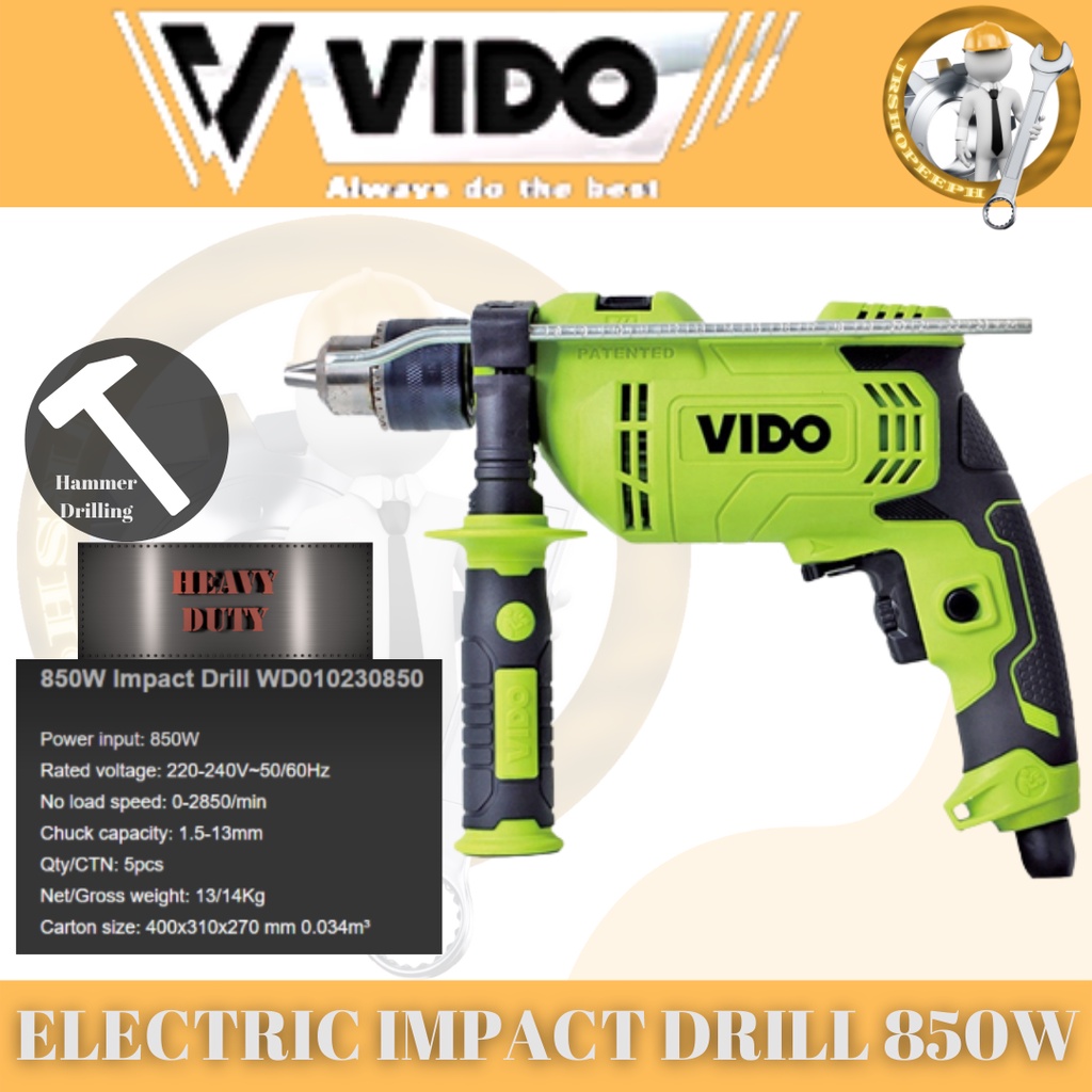 Jrshopeeph Vido Electric Impact drill 850watts Barena Carpenters power ...