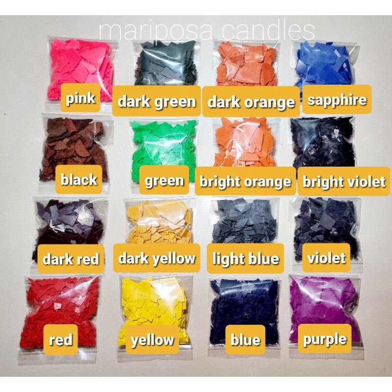 16 Color Dye Chips (5grams/pack) for candle making | Shopee Philippines