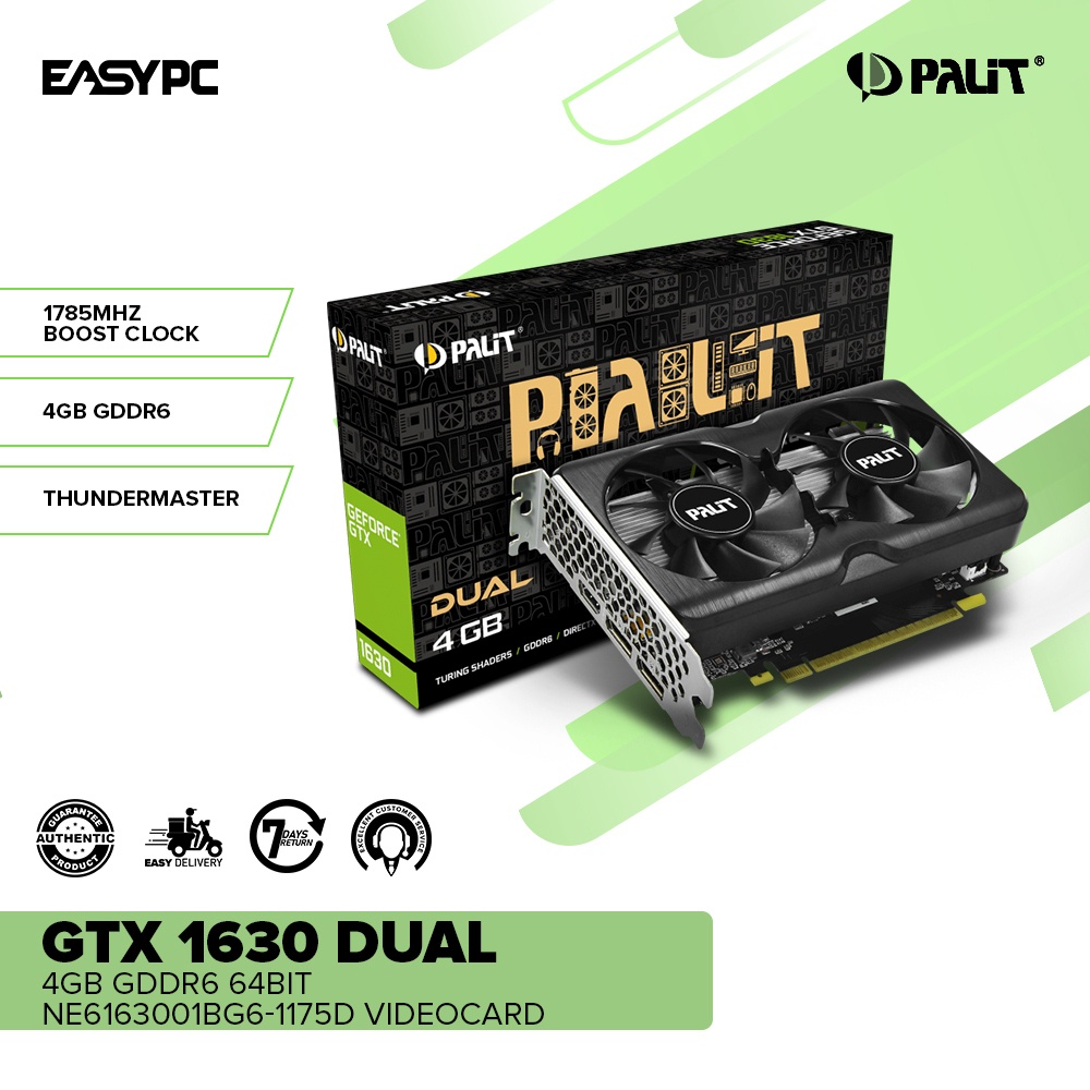 EasyPC | PALIT GTX1630 DUAL 4GB GDDR6 1785MHz Boost Clock ThunderMaster ...