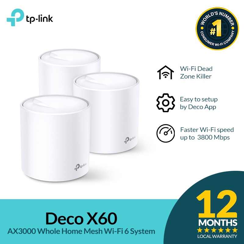 TP-Link Deco X60 (3-Pack) AX3000 Whole Home Mesh Wi-Fi 6 Dead Zone ...