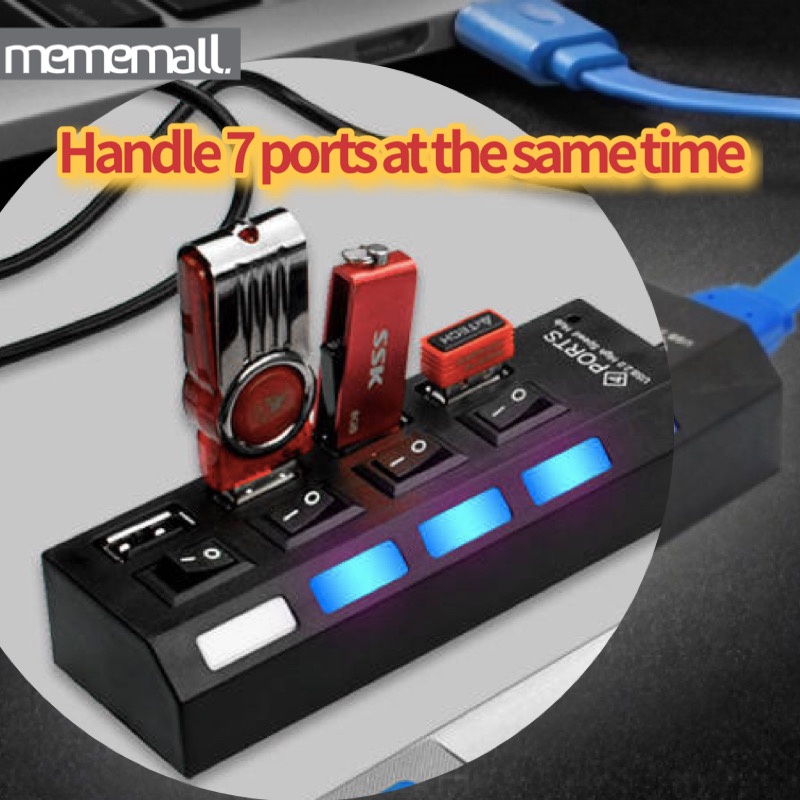 7-Port HUBs High Speed USB Multi HUB Splitter Expansion Computer ...