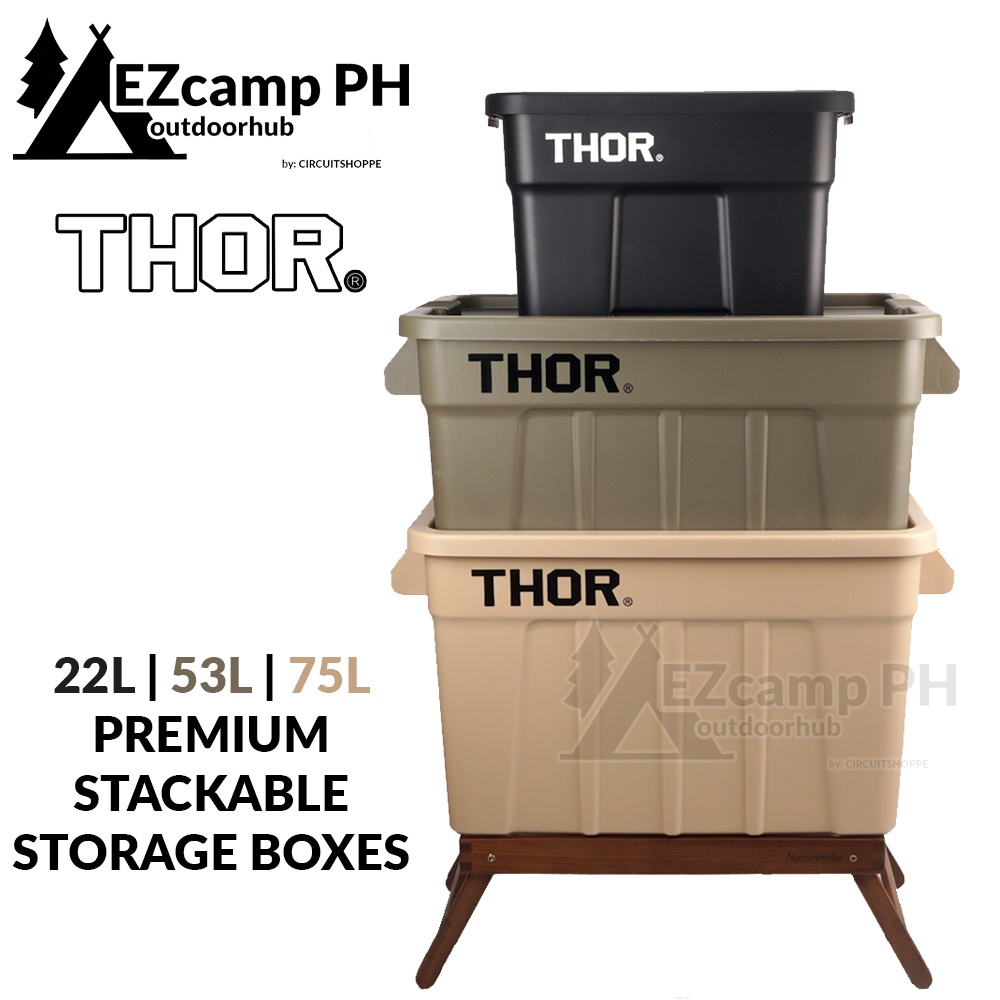 THOR Premium 22L | 53L | 75L Stackable Storage Box with Lid Outdoor ...