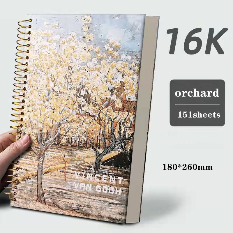 16k Van Gogh Hardbound Spiral Thick Big Notebook Sheets 151 Watercolor ...