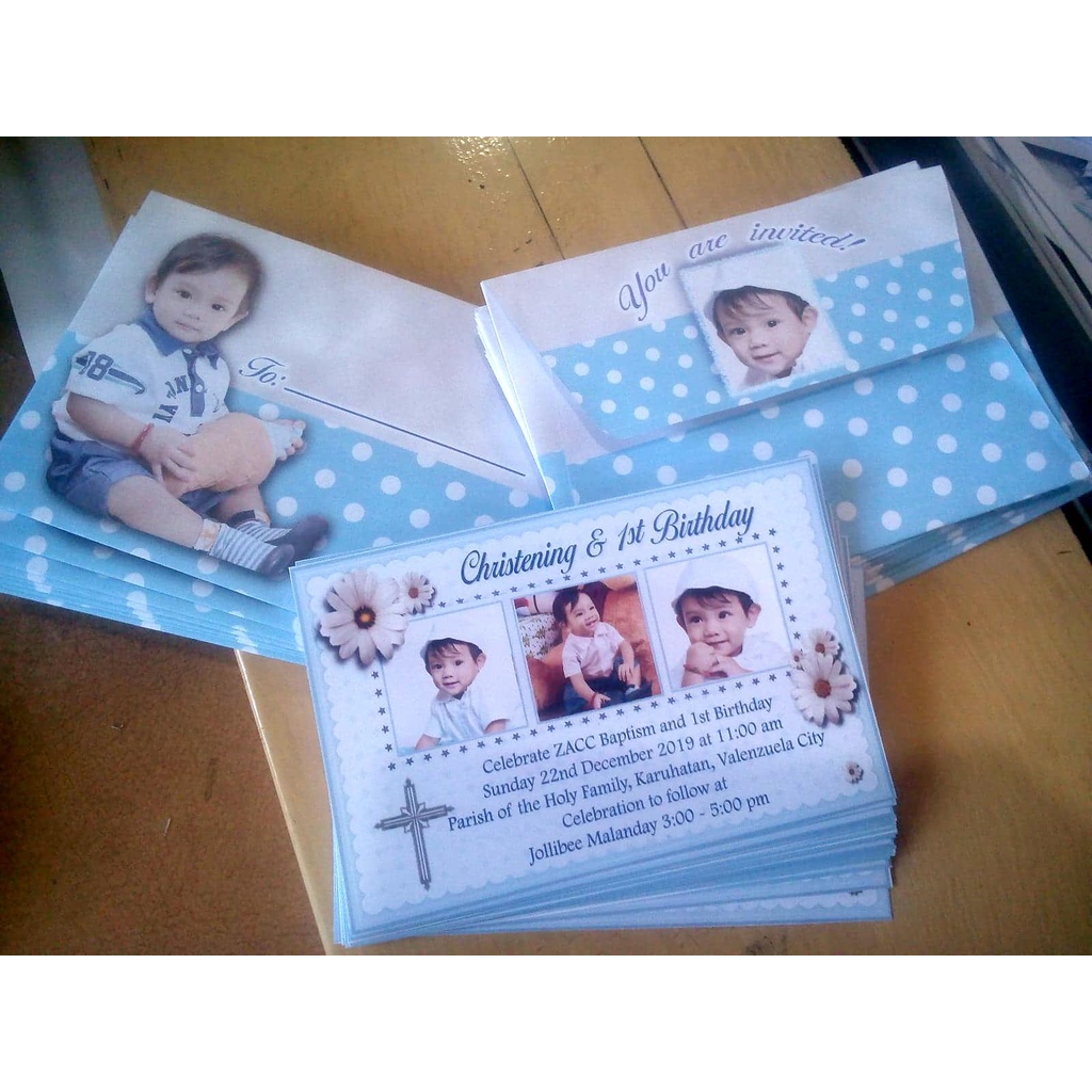 Birthday Christening Baptism Wedding Invitations (1 card) Personalized ...