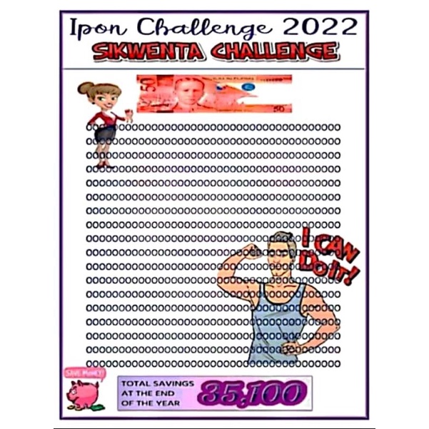 Ipon challenge sticker chart (3pcs na) + free | Shopee Philippines