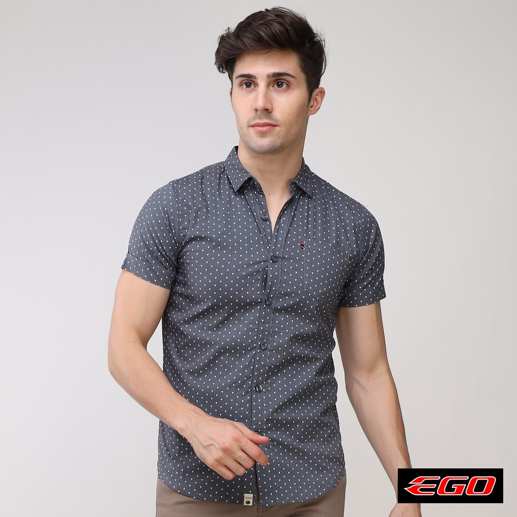 Ego Printed Woven Polo Short Sleeves EMT04-0635 (Steel Gray) | Shopee ...
