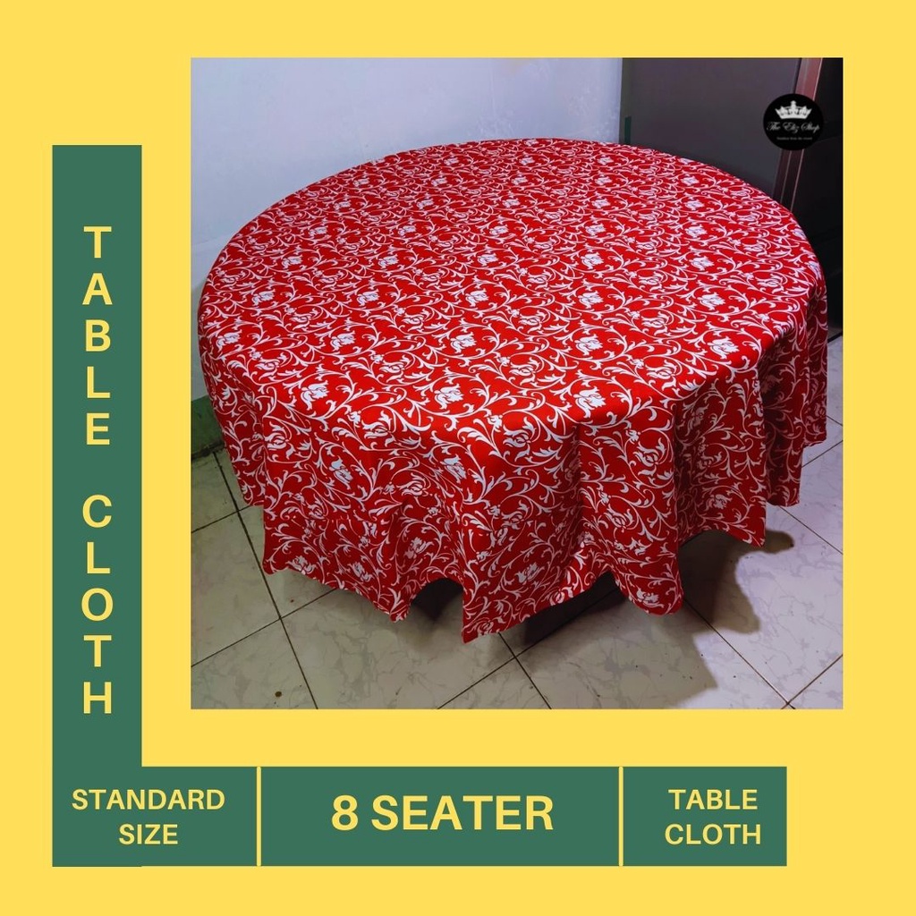 Round Red Color Table Cloth Table Linen Table Cover Green Designs Table ...