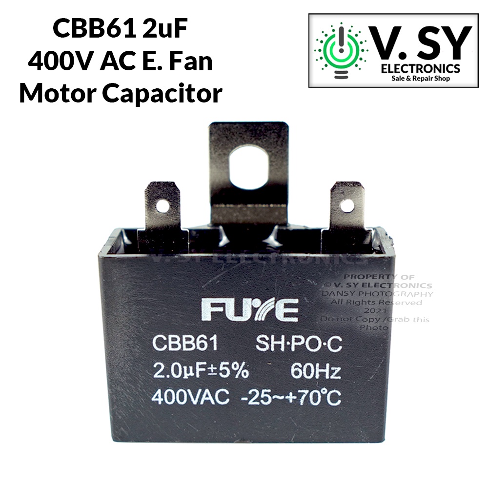2uF 60Hz 400V AC Motor Running Capacitor for Electric Fan Motors 2 uF ...
