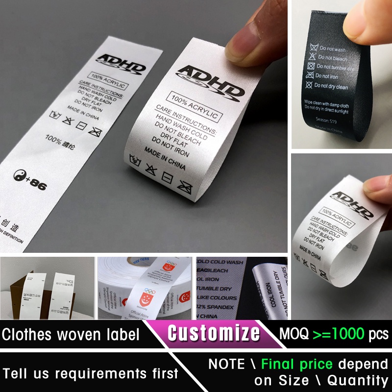 wash tag care label customize silk wash label print clothes tag ...