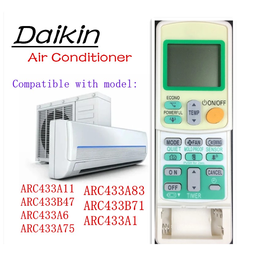 DAIKIN Air Conditioner Remote control Universal ARC433A27 FT20JXV1 ...