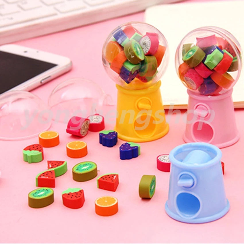Creative Colorful Fruit Shaped Mini Rubber Eraser Capsule Machine ...