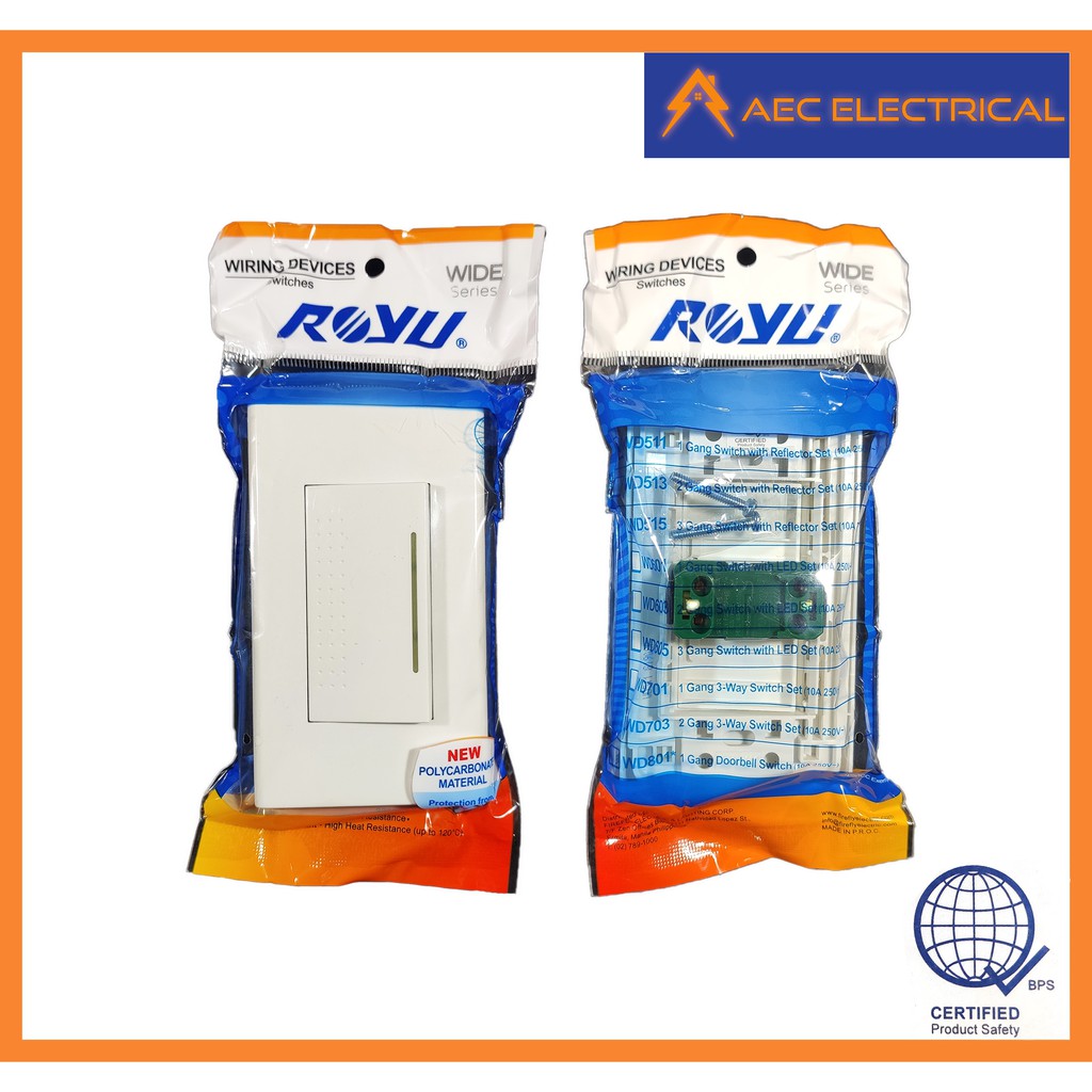 Royu Wide Series Switches with Reflector 1 Gang/2 Gang/3 Gang v2 ...