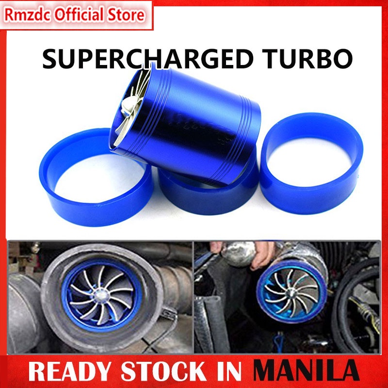 66mm Double Turbine Turbo Charger Air Intake Gas Fuel Gas Saver Single ...