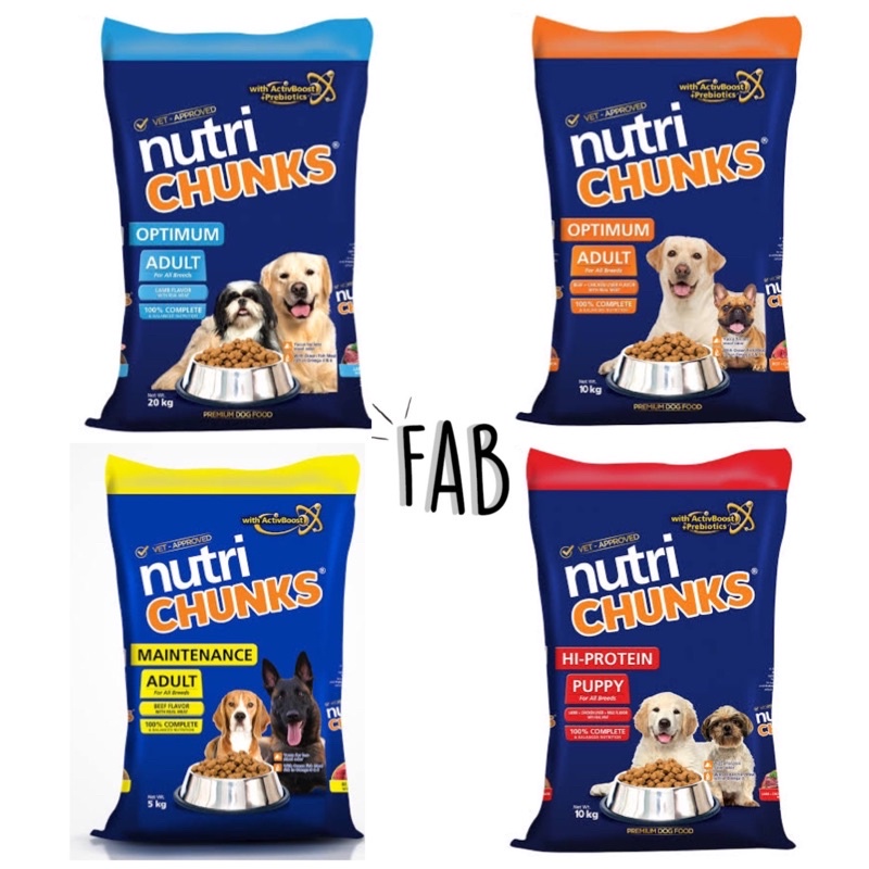 Nutrichunks Nutri Chunks Adult and Puppy Dog Food 1KG PACK | Shopee ...