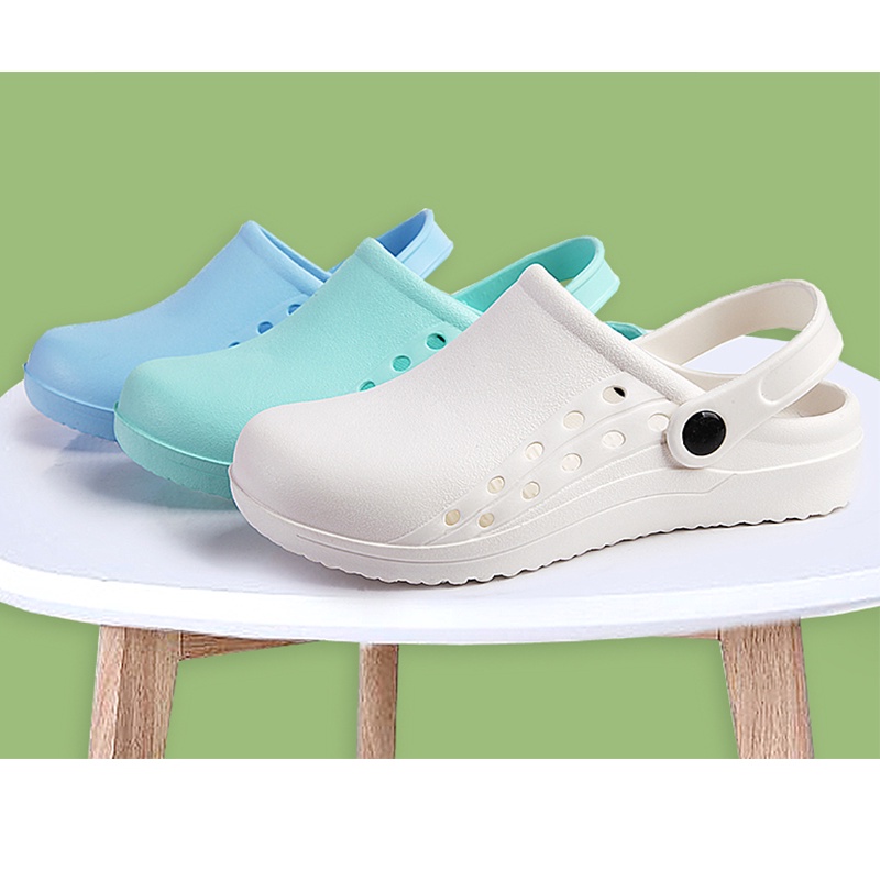 Surgical Shoes Women Nurse Slippers Anti-Slip Lab Hole Clean Room Toe ...