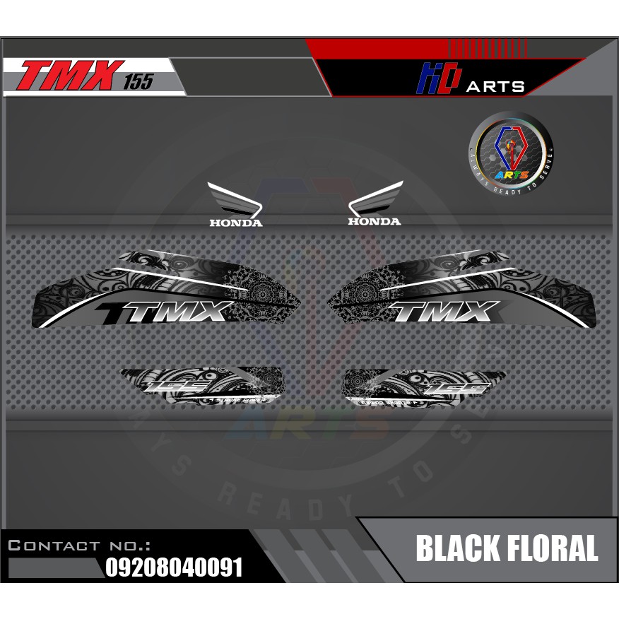 TMX 155 Decals "Black Floral" : Customized Motorcycle Decals, Laminated ...