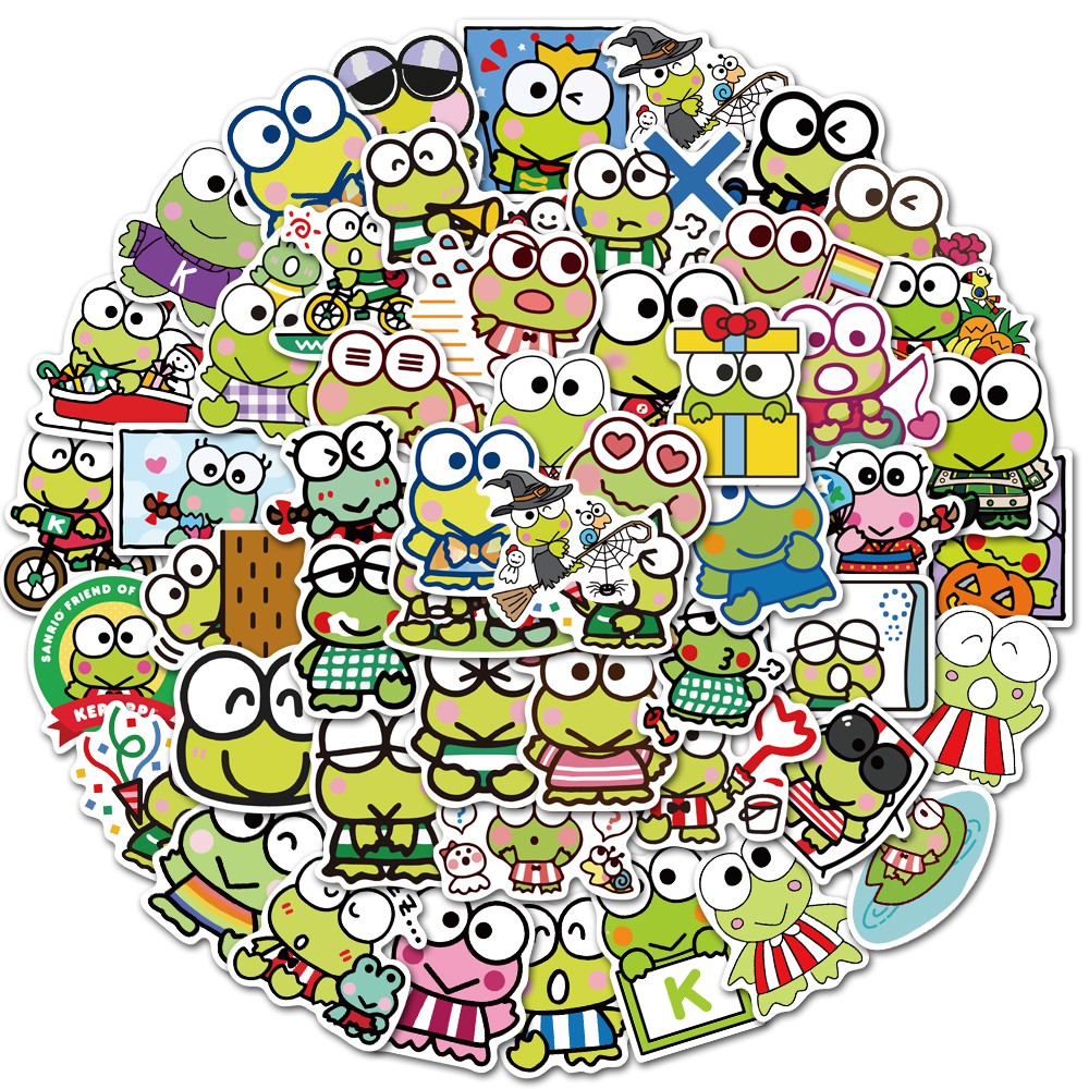 50pcs Cute Cartoon Kero Kero Keroppi Mini Diary Stickers for Kid DIY ...