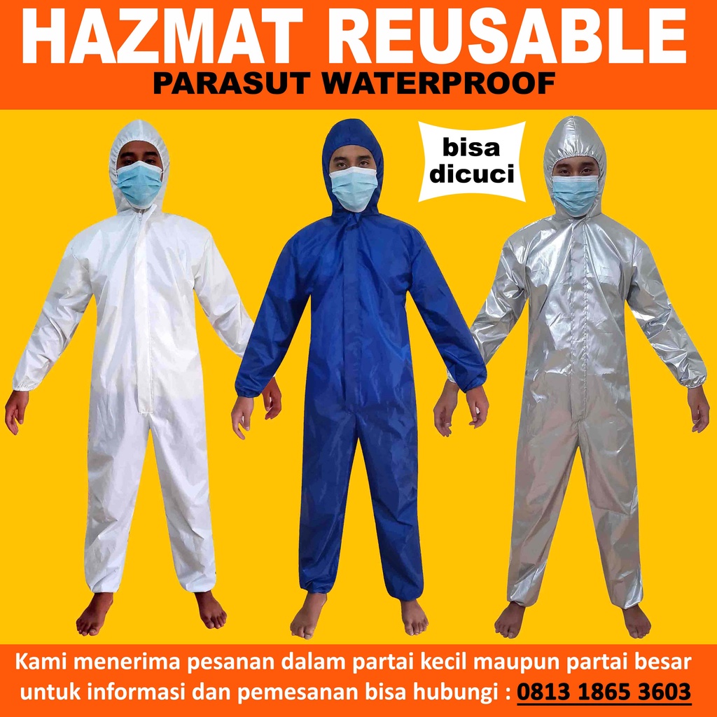 PPE Clothes / Hazmat Suit Waterproof Reusable Parachute Coverall ...