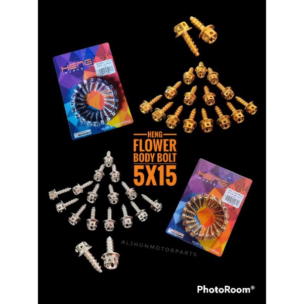 HENG FLOWER BODY BOLTS GOLD , SILVER, WHITE GOLD 5X15 (SOLD PER PIECE ...