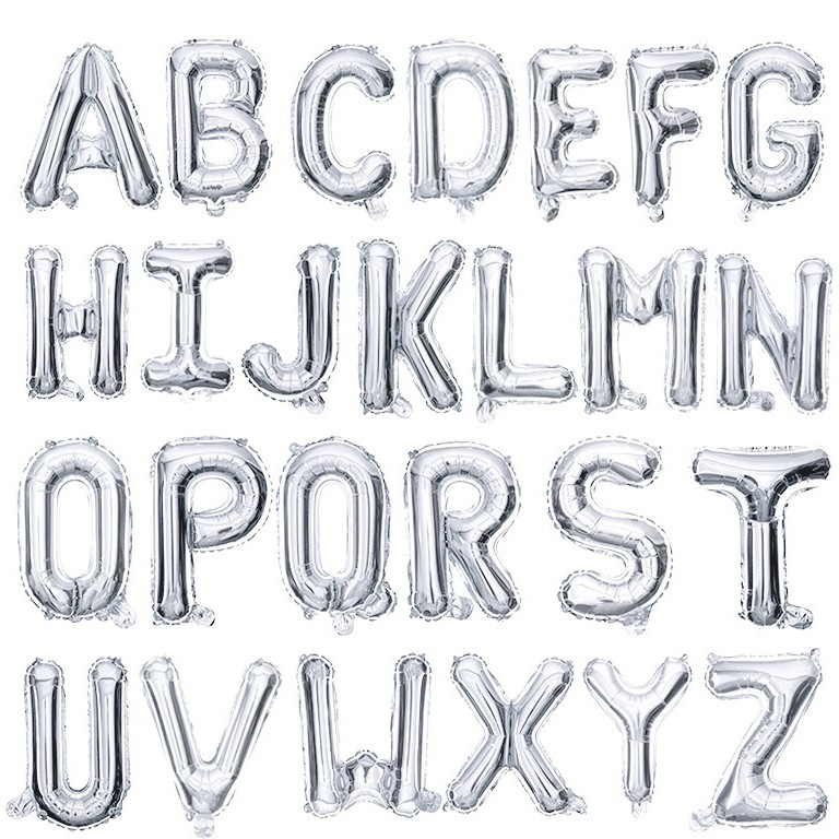 16” A-Z happy birthday alpha numberic Silver foil Balloons party ...