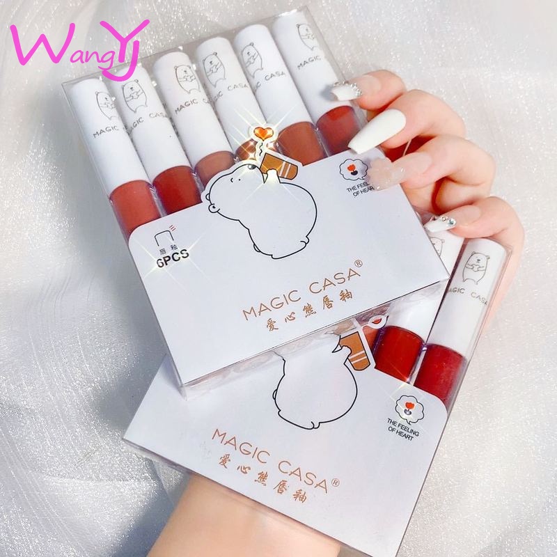 6 Pcs Set Boxed Matte Velvet Lipstick Student Lip Gloss - MAGIC CASA ...