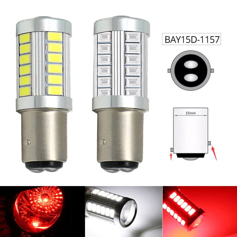 Niscarda 2x P21W Car LED Signal Light BAY15D 1157 33SMD Auto Rear Brake ...