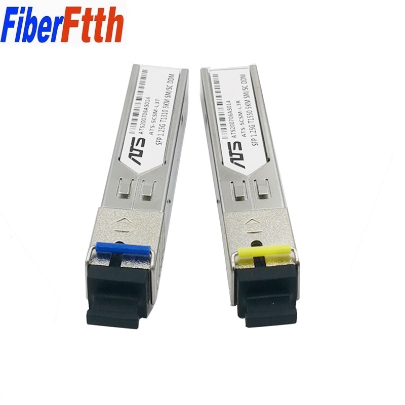 1 Pair Single Mode SC Connector Optical Fiber Transceiver BIDI1.25g SFP Module 1310/1550 5-80KM ...