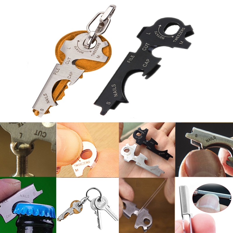 8 tool in 1 key ring keychain clip multitool multifunction edc gear ...