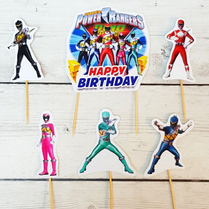 Sk Power Rangers Cake Topper Birthday 1 set contains 6 pcs | Shopee ...