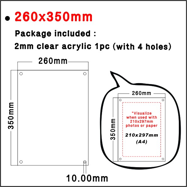 Clear Transparent Acrylic Sheet with Holes / Wall Frame Paper Holder ...