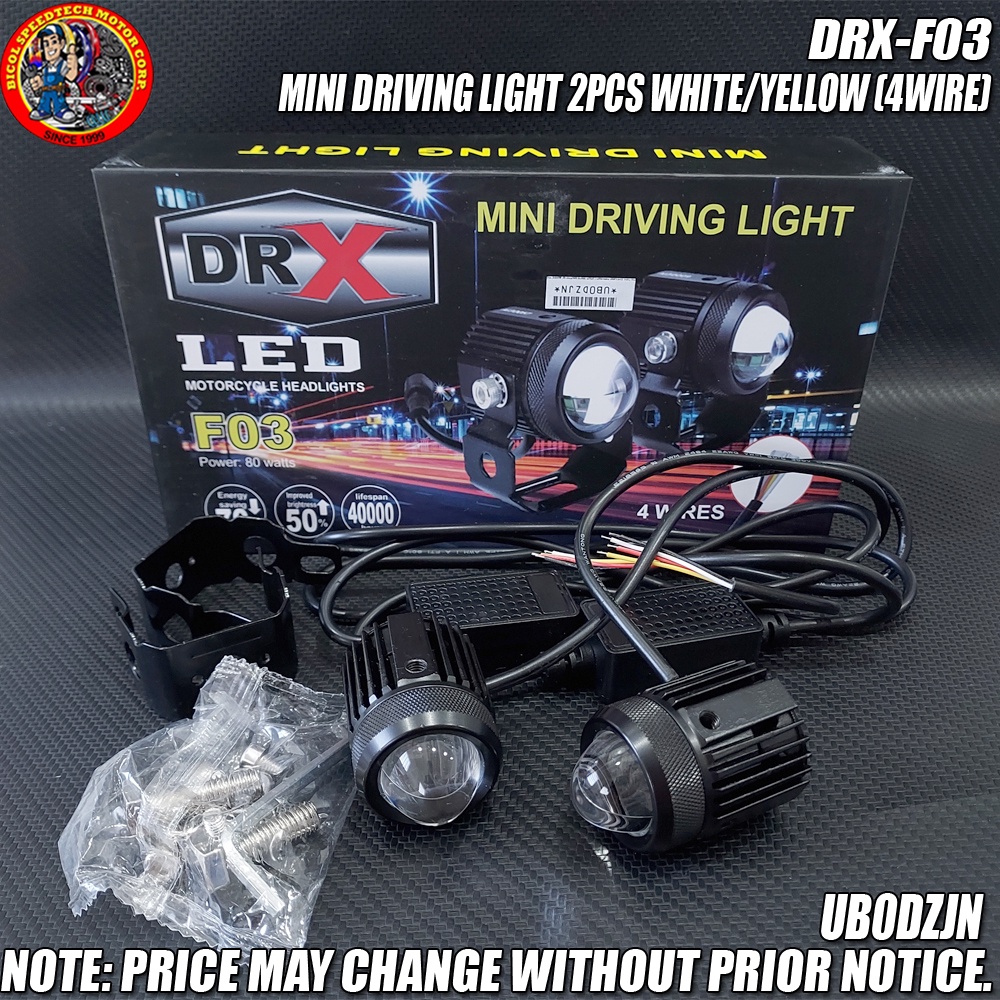 DRX-F03 MINI DRIVING LIGHT 2PCS WHITE/YELLOW (4 WIRE) UB0DZJN | Shopee ...