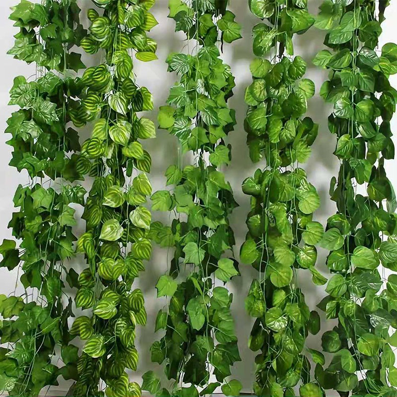 Artificial Plants Ivy Green Fake Plants Vine Hanging Garden Plastic Artificial Leaves Garland ...