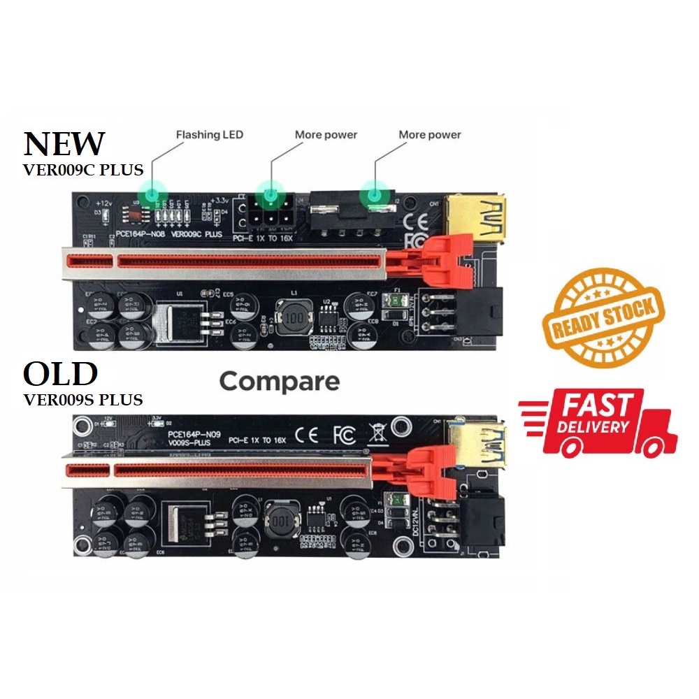 Latest Version VER009C PLUS RISER GPU GRAPHIC CARD EXTENDER ADAPTER PCI ...