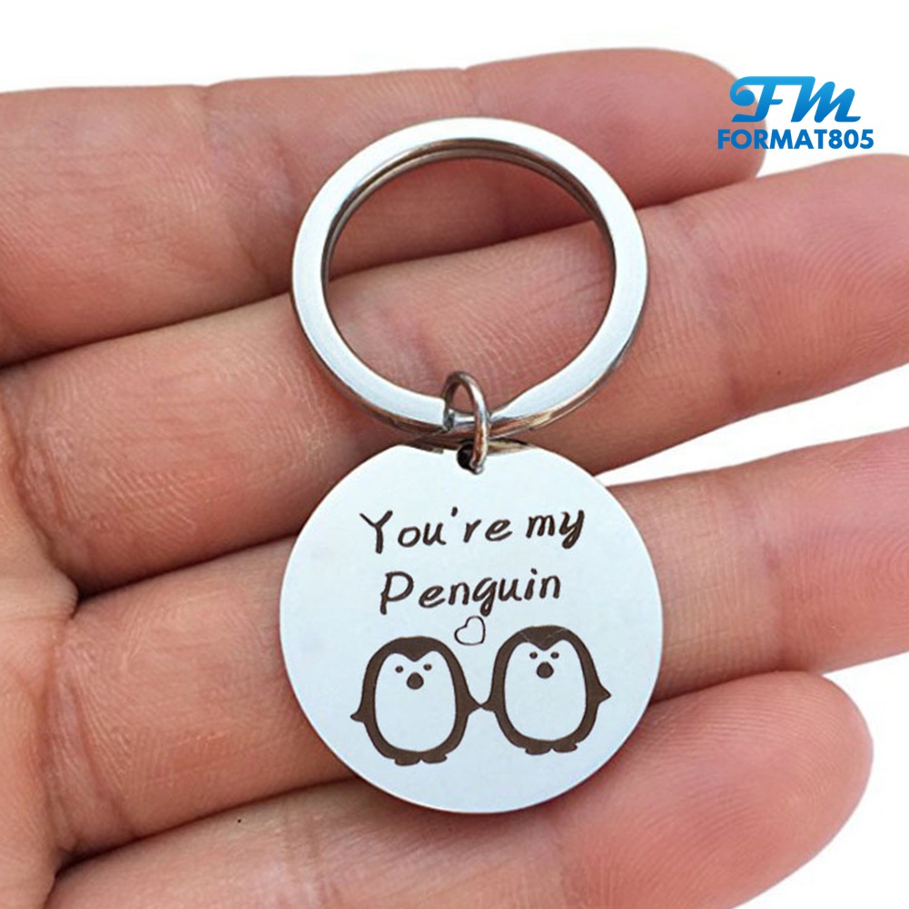 Fashion Stainless Steel You Are My Penguin Key Ring Holder Keychain ...