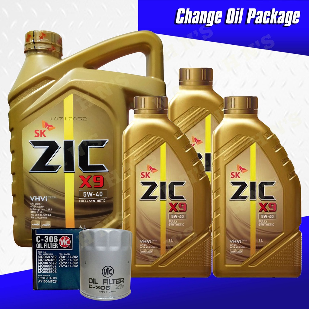 SK ZIC X9 5W-40 Fully Synthetic Oil Change Bundle for Mitsubishi Montero ( 2004-2015 ) Pajero ...